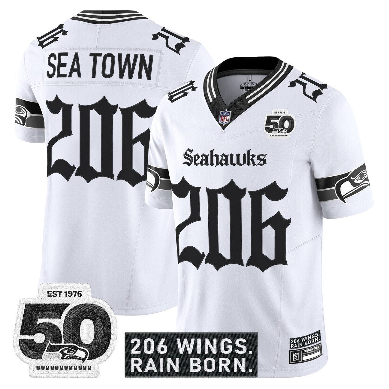 Seattle Seahawks 'Gothic Rain City Shadows Edition' Vapor Jersey - 50th ...