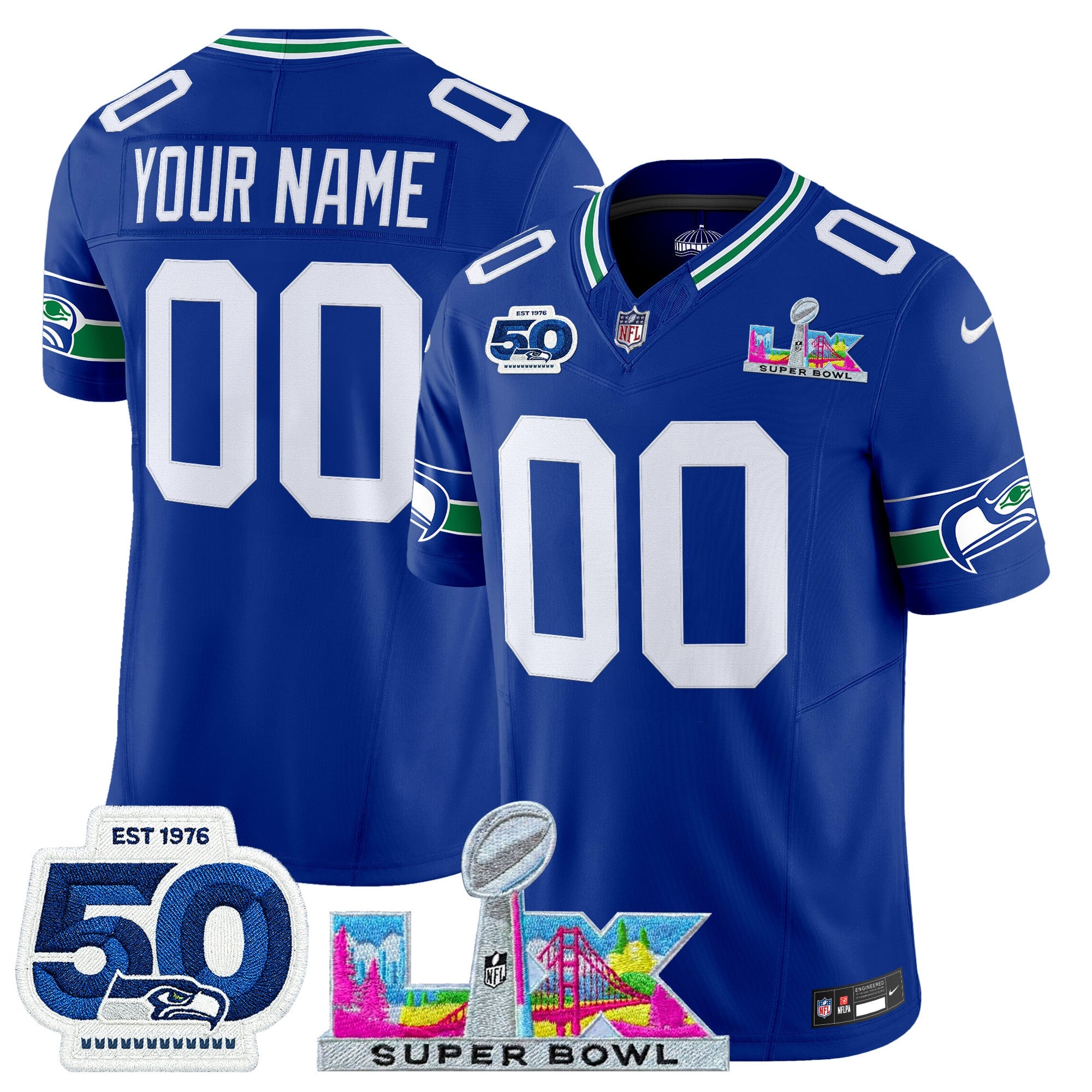 Seattle Seahawks "Super Bowl LX & 50th Patch" Vapor Limited Custom ...