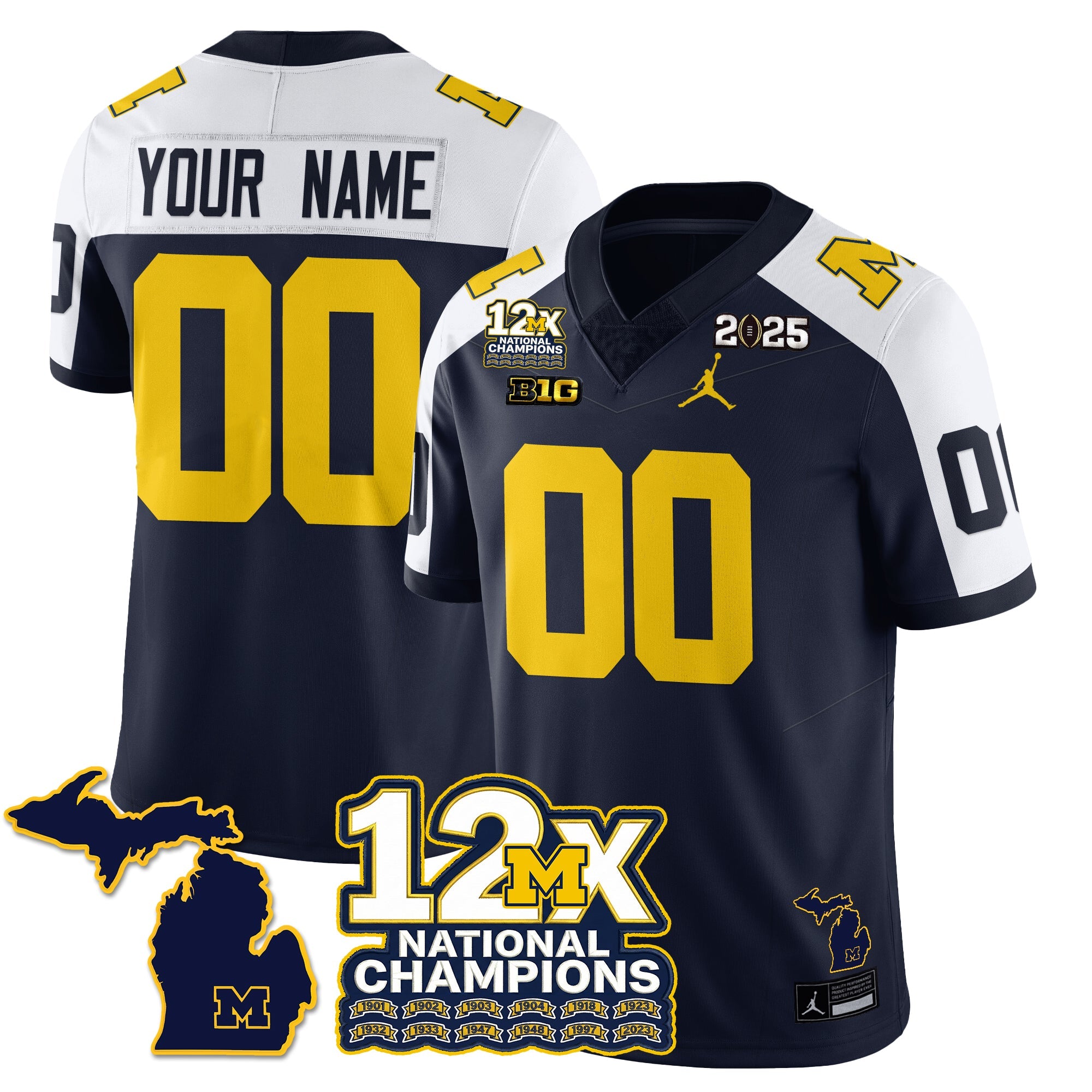 Custom MICH 12x-Time National Champions Vapor Limited Football Jersey ...