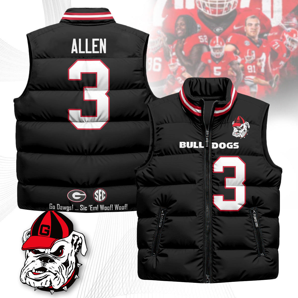 Georgia Bulldogs Unisex Puffer Vest – Digigearus