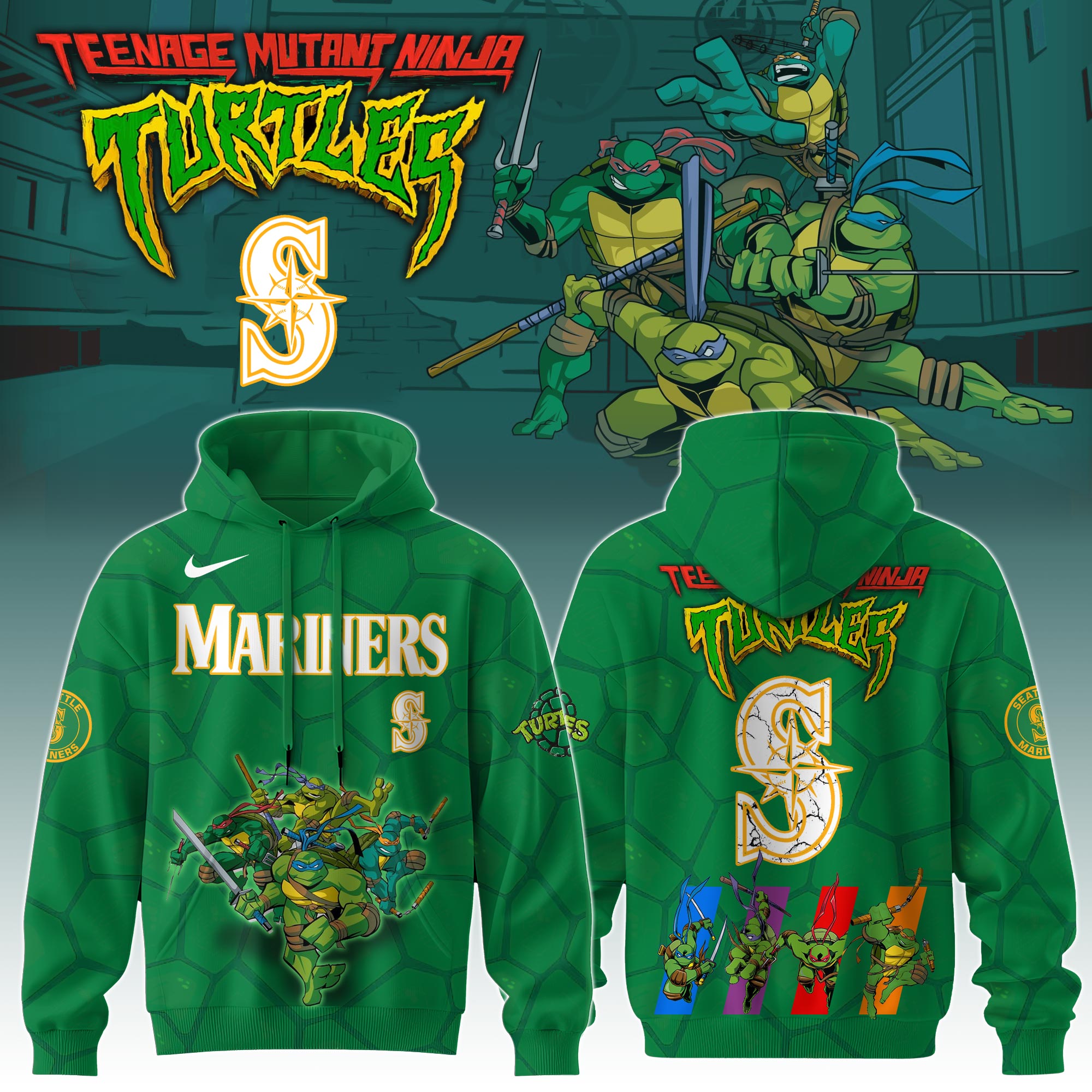 . Seattle Mariners MLB x Ninja Turtles Special Edition Hoodie 2025 ...